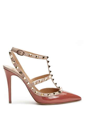Valentino Garavani Kadın Rockstud Gül Kurusu Deri Topuklu Ayakkabı Bordo 35.5 Eu