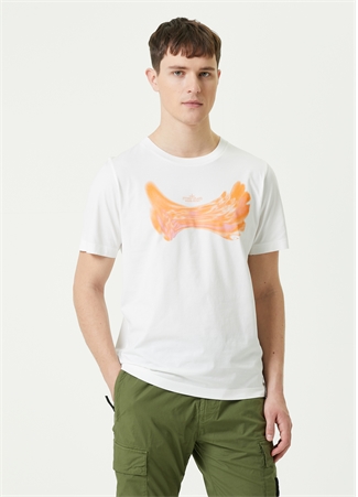 Stone Island Shadow Erkek Bej Figür Baskılı T-shirt S EU