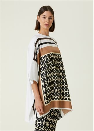 Valentino Kadın Krem Siyah Logo Desenli Bluz S EU