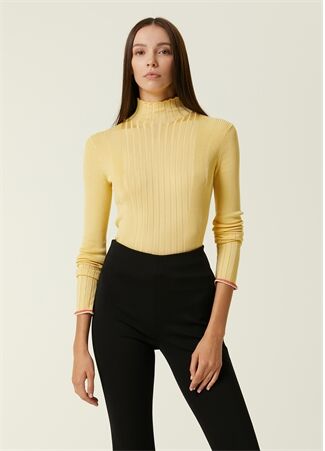 Victoria by Beckham Kadın Sarı Dik Yaka Ribli Kazak S EU Victoria by Beckham Kadın Sarı Dik Yaka Ribli Kazak S EU