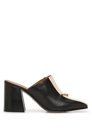 Tory Burch Kadın Siyah Beyaz Deri Terlik 9 US