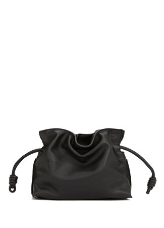 Loewe Kadın Siyah Büzgü Detaylı Deri Omuz Çantası EU