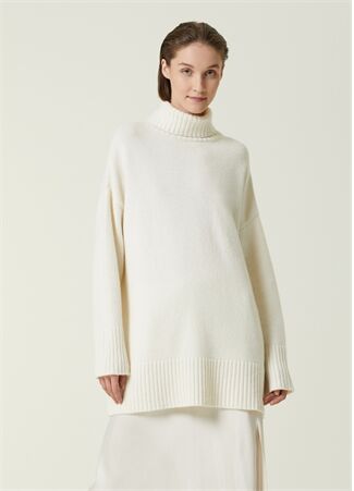 Academia Kadın Ekru Balıkçı Yaka Yün Kazak Bej M/L