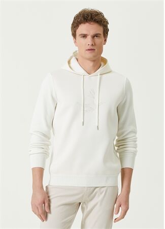 Beymen Club Erkek Beyaz Karalama Kuş Logolu Kazak S