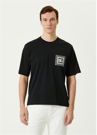 Dolce&Gabbana Erkek Siyah Bisiklet Yaka Logolu T-shirt 44 IT