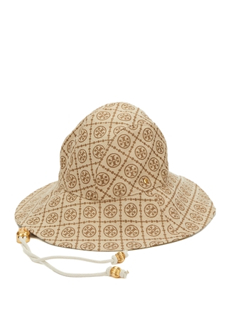 Tory Burch Kadın Bej Logo Desenli Şapka M/L EU Tory Burch Kadın Bej Logo Desenli Şapka M/L EU