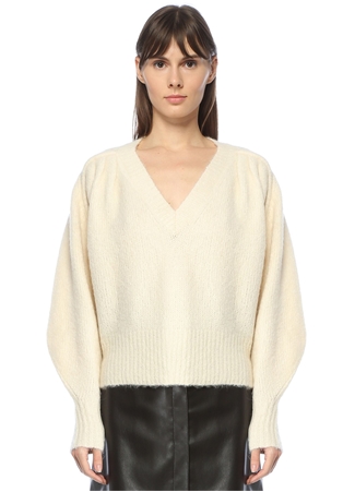 IRO Kadın Ekru Karpuz Kollu Yün Kazak Bej L EU