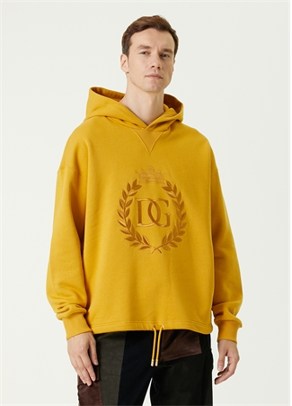 Dolce&Gabbana Erkek Sarı Kapüşonlu Logo Jakarlı Sweatshirt M EU Dolce&Gabbana Erkek Sarı Kapüşonlu Logo Jakarlı Sweatshirt M EU