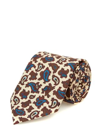 Fiorio Erkek Colorblocked Şal Desenli Yün Kravat EU Fiorio Erkek Colorblocked Şal Desenli Yün Kravat EU