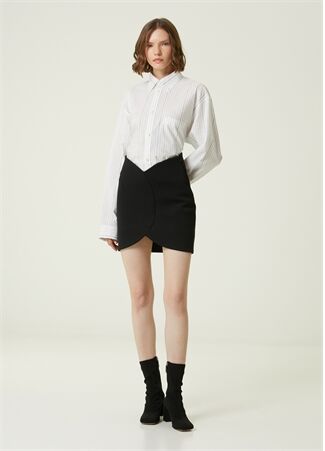 Balenciaga Kadın Siyah Kesim Detaylı Mini Etek 38 IT