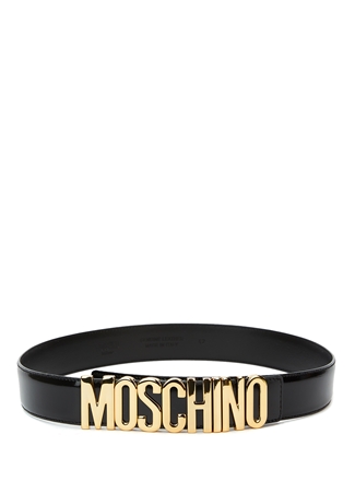 Moschino Kadın Siyah Gold Logo Tokalı Deri Kemer 42 IT Moschino Kadın Siyah Gold Logo Tokalı Deri Kemer 42 IT