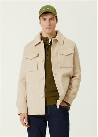 Scotch & Soda Erkek Ekru Çift Cepli Dış Gömlek Bej S EU