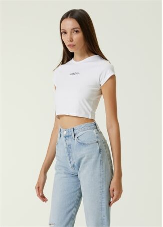 Wasted Kadın Beyaz Logolu Crop T-shirt XS EU