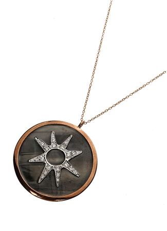 Collection Kadın Pırlanta Detaylı Altın Rengi Kolye EU