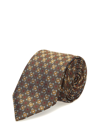 Tino Cosma Erkek Taba Mikro Desenli İpek Kravat EU Tino Cosma Erkek Taba Mikro Desenli İpek Kravat EU