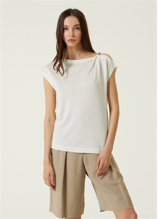 Brunello Cucinelli Kadın Beyaz Tek Omzu Açık Kaşmir T-shirt S EU Brunello Cucinelli Kadın Beyaz Tek Omzu Açık Kaşmir T-shirt S EU