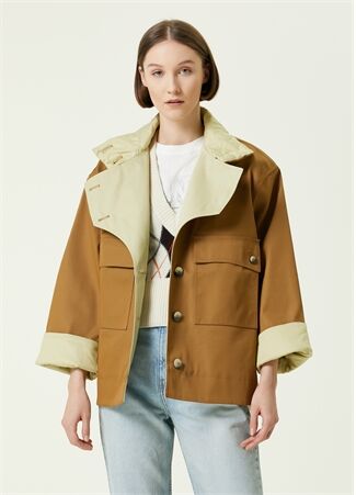 Ganni Kadın Kahverengi Organik Pamuk Ceket 36 FR