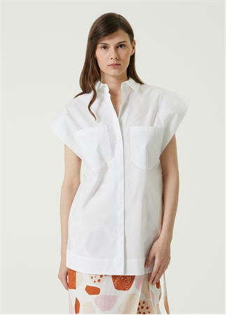 Pia Brand Kadın Laila Beyaz Cep Detaylı Poplin Gömlek 36 EU