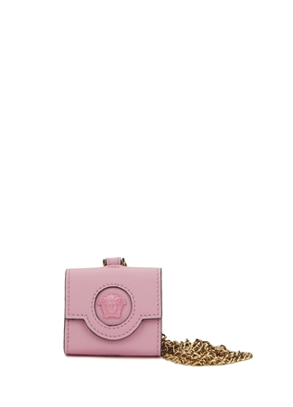Versace Kadın Pembe Logolu Deri Telefon Aksesuarı EU Versace Kadın Pembe Logolu Deri Telefon Aksesuarı EU