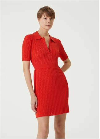 Beymen Club Kadın Mercan Polo Yaka Ajurlu Mini Triko Elbise Kırmızı M Beymen Club Kadın Mercan Polo Yaka Ajurlu Mini Triko Elbise Kırmızı M