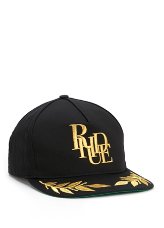 Rhude Erkek Siyah Logo Nakışlı Şapka EU