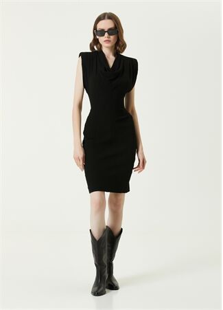 Isabel Marant Kadın Rosemay Siyah Degaje Yaka Mini Elbise 36 FR