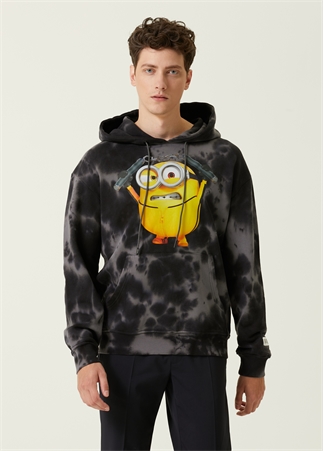 8-Bit by Mhrs Erkek Gri Kapüşonlu Batik Desenli Sweatshirt S EU 8-Bit by Mhrs Erkek Gri Kapüşonlu Batik Desenli Sweatshirt S EU