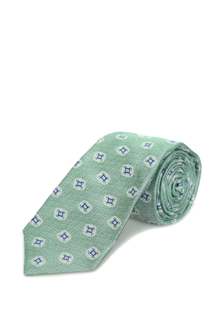 Kiton Erkek Yeşil Geometrik Desenli İpek Kravat EU Kiton Erkek Yeşil Geometrik Desenli İpek Kravat EU