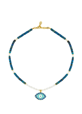 Berrin Özkan Kadın Nazar Boncuklu İncili Kolye Mavi EU Berrin Özkan Kadın Nazar Boncuklu İncili Kolye Mavi EU