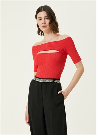 Stella Mccartney Kadın Kırmızı Kayık Yaka Bluz 38 It Stella Mccartney Kadın Kırmızı Kayık Yaka Bluz 38 It