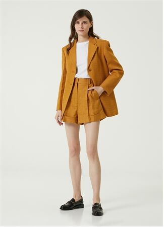 Sandro Kadın Hardal Pili Detaylı Şort Kahverengi 40 FR