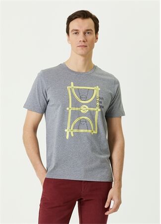 Canali Erkek Gri Figür Baskılı T-shirt 54 IT