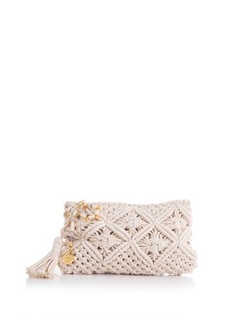 Nauu Kadın Ekru Örgü Dokulu Makrema El Portföyü Bej EU