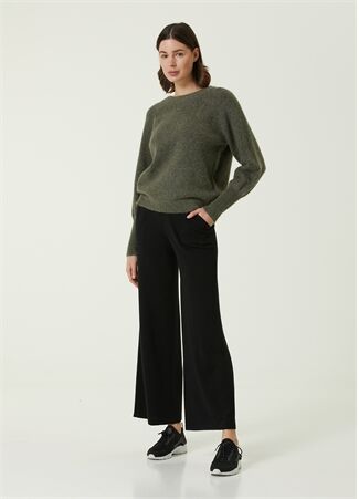 Tru Kadın Siyah Yün Triko Pantolon S EU