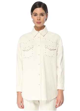 Maje Kadın Ekru Trok Detaylı Fitilli Kadife Ceket Bej 2 US Maje Kadın Ekru Trok Detaylı Fitilli Kadife Ceket Bej 2 US