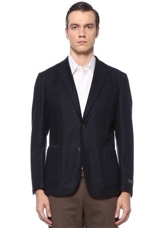 Pal Zileri Erkek Mavi Kelebek Yaka Yün Triko Ceket 50 IT