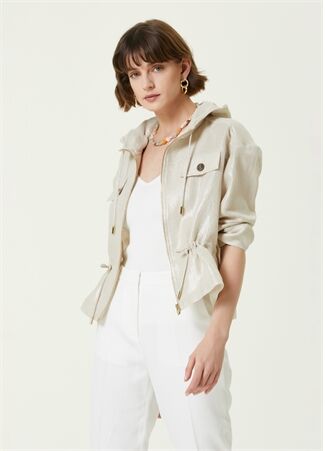 Network Kadın Regular Fit Bej Kapüşonlu Ceket 42 EU