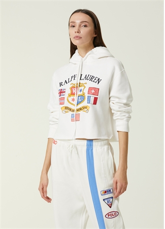 Polo Ralph Lauren Kadın Beyaz Kapüşonlu Logolu Sweatshirt L EU Polo Ralph Lauren Kadın Beyaz Kapüşonlu Logolu Sweatshirt L EU