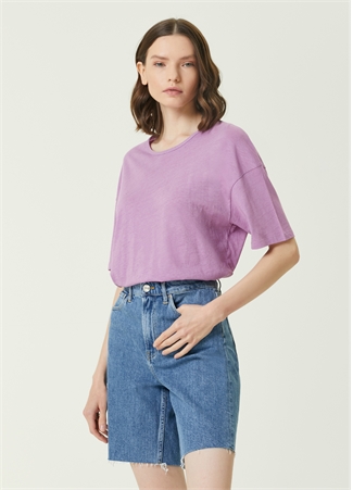 American Vintage Kadın Lila Bisiklet Yaka T-shirt Mor Xs/s Eu American Vintage Kadın Lila Bisiklet Yaka T-shirt Mor Xs/s Eu