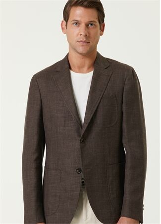 Pal Zileri Erkek Kahverengi Kelebek Yaka Kaşmir Ceket 50 IT