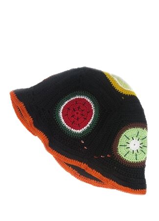 Gaios Design Kadın Grocery Siyah Meyve Desenli Şapka EU