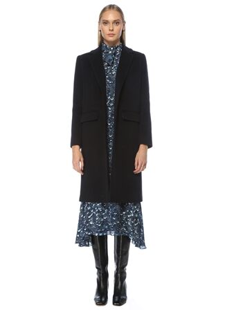 Beymen Collection Kadın Lacivert Tek Düğmeli Yün Palto 44