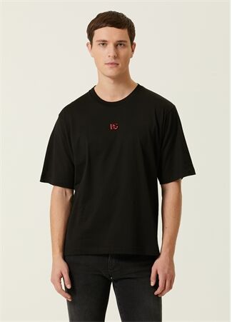 Dolce&Gabbana Erkek Siyah Logo Detaylı T-shirt 44 IT