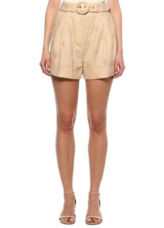 Zimmermann Kadın The Lovestruck Krem Puantiyeli Keten Şort Bej 2 US
