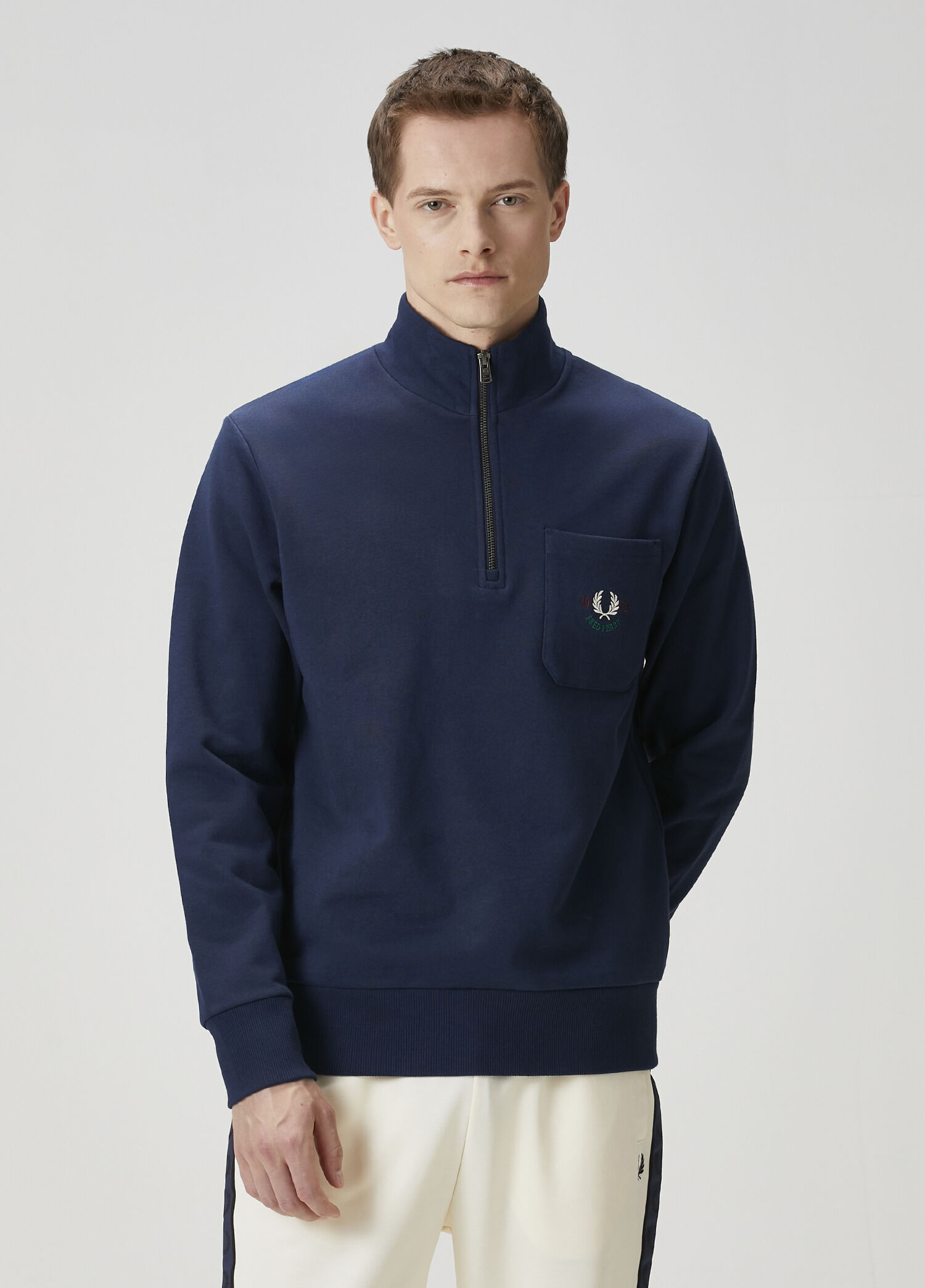 Fred Perry - Blue Logo Embroidered Sweatshirt