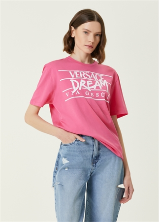 Versace Kadın Pembe Bisiklet Yaka Logolu T-shirt 38 It Versace Kadın Pembe Bisiklet Yaka Logolu T-shirt 38 It