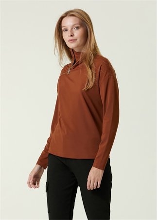 Network Kadın Basic Fit Kahverengi Fermuar Detaylı Sweatshirt XS EU Network Kadın Basic Fit Kahverengi Fermuar Detaylı Sweatshirt XS EU
