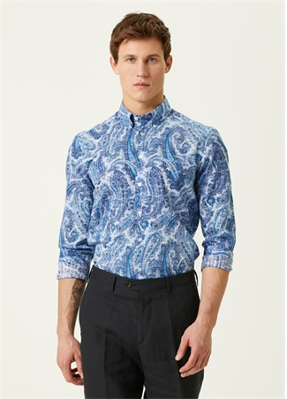 Etro Erkek Mavi Etnik Desenli Gömlek 42 IT
