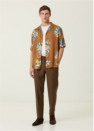 Allsaints Erkek Camel Desenli Gömlek Kahverengi XXL EU