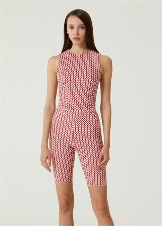 Valentino Kadın Kırmızı Beyaz Logolu Kolsuz Body XS EU